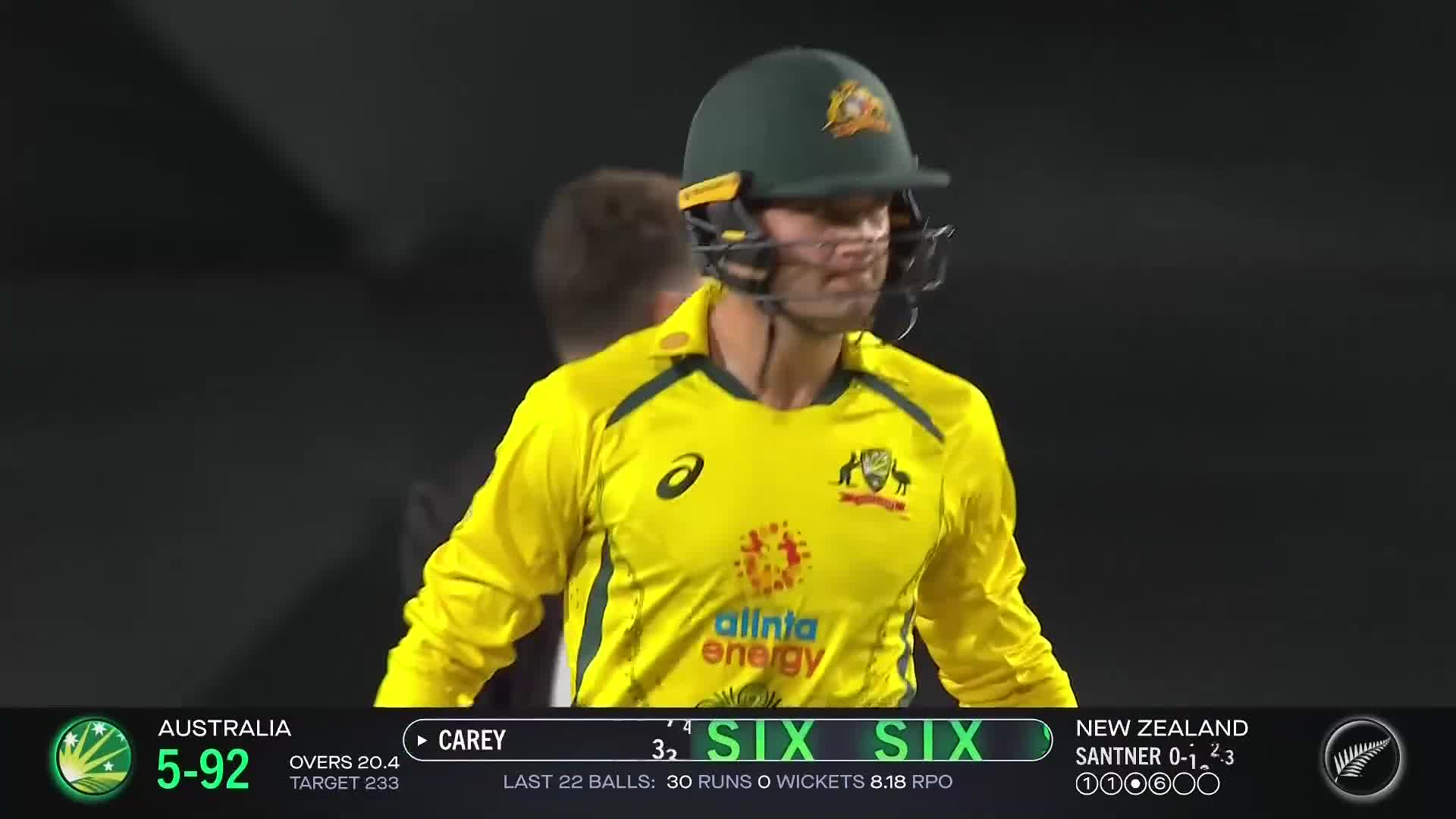 Watch Six! Carey Sweeps It Over Deep Midwicket from New Zealand Tour of ...